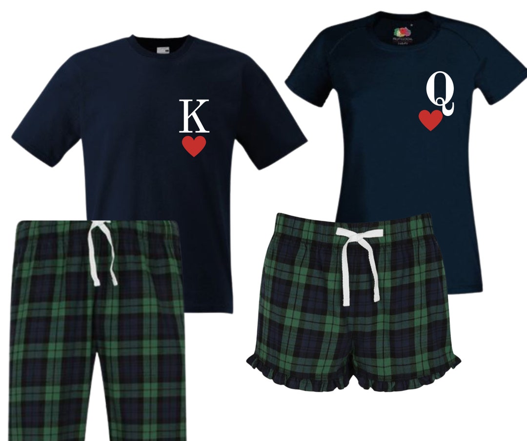 Couples Matching Pyjamas, His and Her Pjs, Personalised Tartan Pyjamas ...