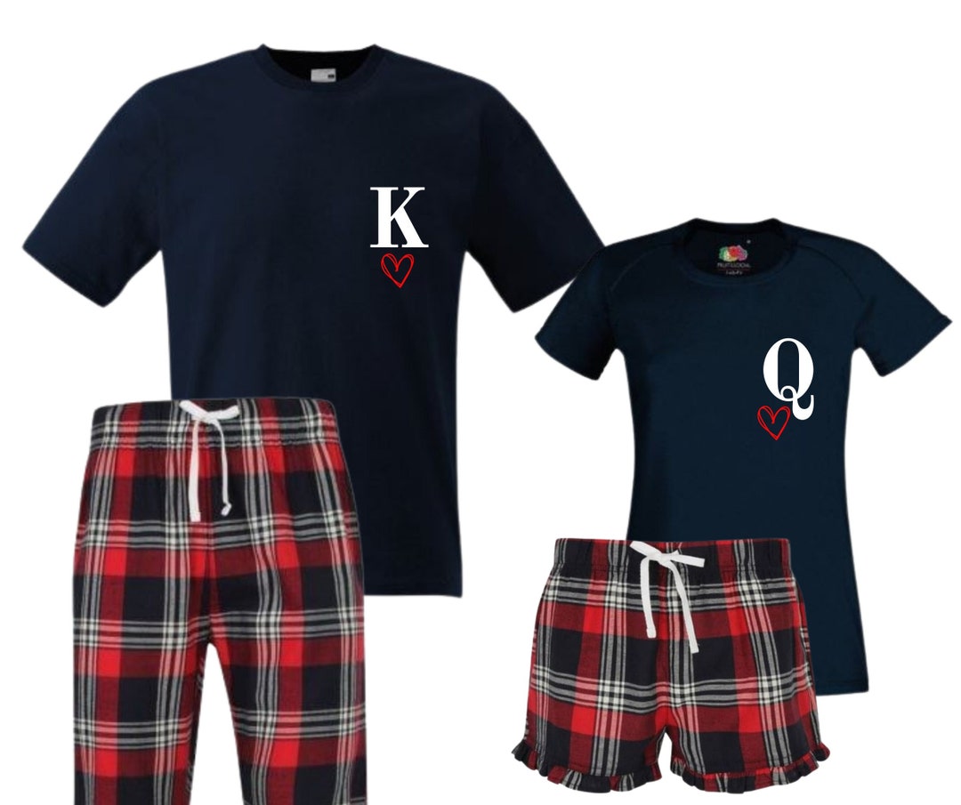 Couples Matching Pyjamas, His and Her Pjs, Personalised Tartan Pyjamas ...