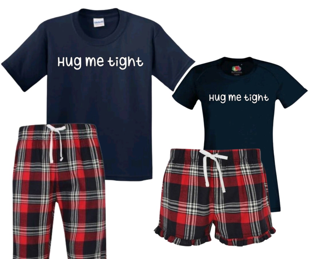 Couples Matching Pyjamas, His and Her Pjs, Hug Me Tight Matching ...