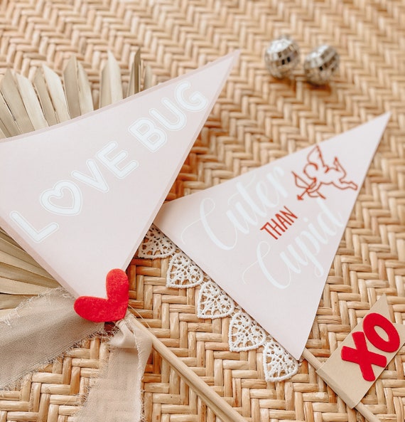 Valentine's Day Pennant Flag Printable Pennant Flag - Etsy