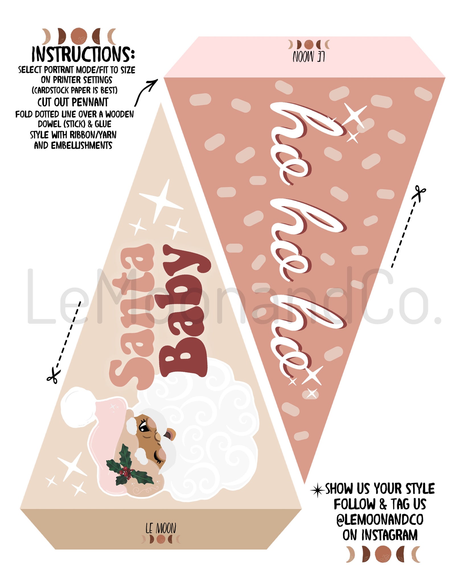 Santa Baby/ Hohoho Christmas Pennant Flag | Printable Pennant Flag ...