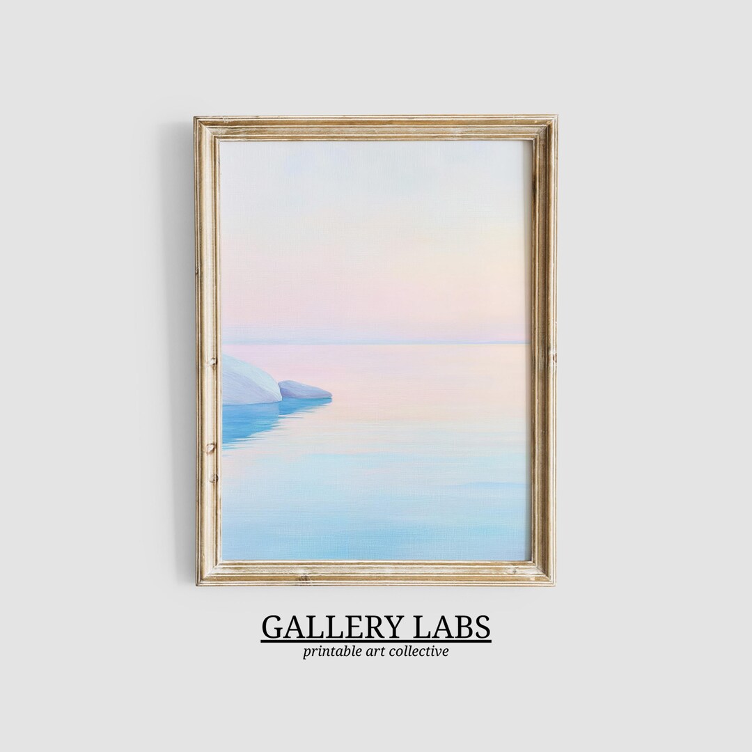 Pink Ocean Horizon Print • Trendy Coastal Art (digital Download) - Etsy