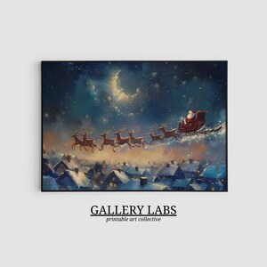Santa Claus Sleigh Wall Art • Printable Seasonal Decor • Christmas Wall ...