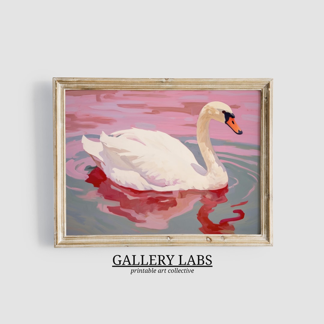 Pink Swan Wall Art • Trendy Preppy Decor (downloadable Print) - Etsy