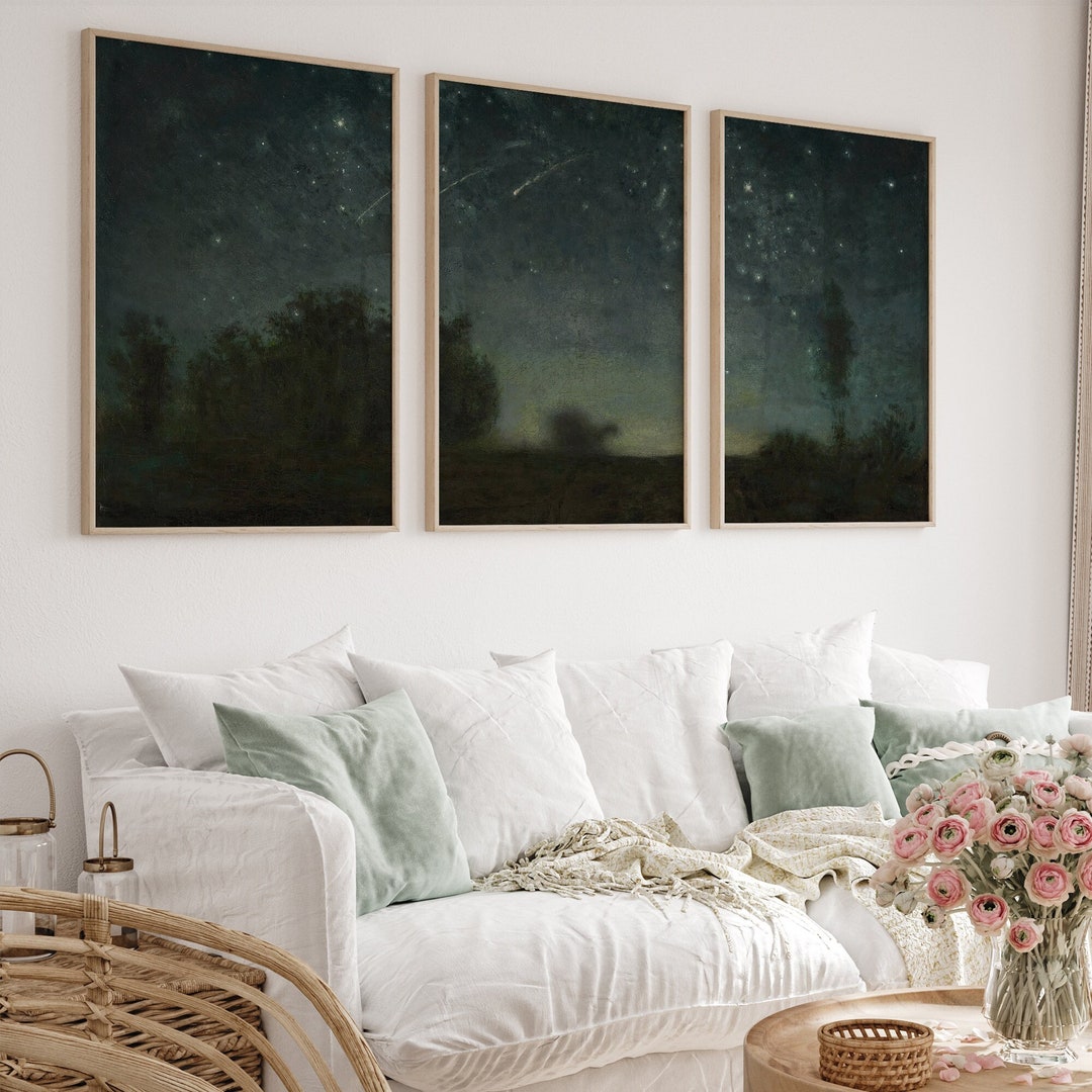 Night Sky Print Farmhouse Wall Decor Printable 3 Piece Wall - Etsy