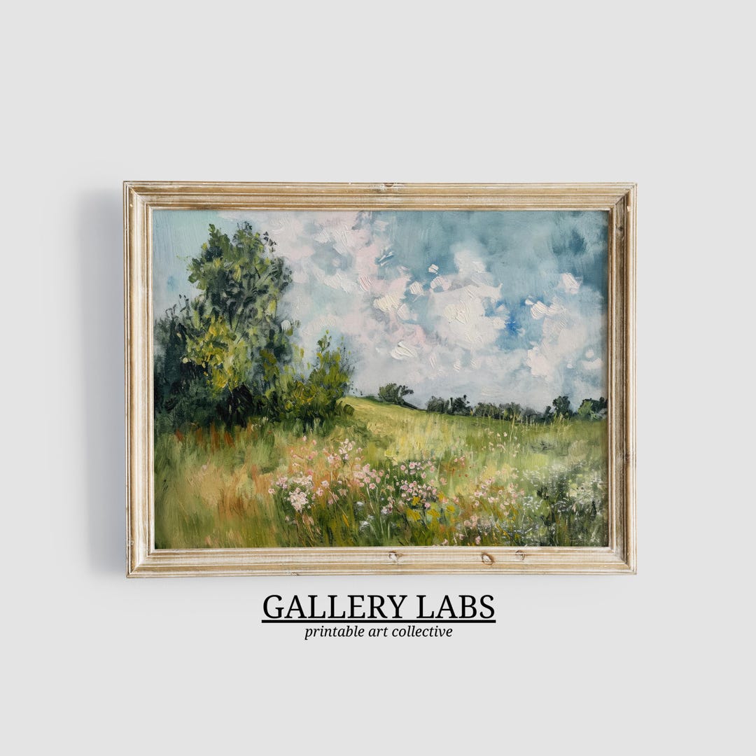 Spring Meadow Painting PRINTABLE Wildflower Wall Art DOWNLOADABLE ...