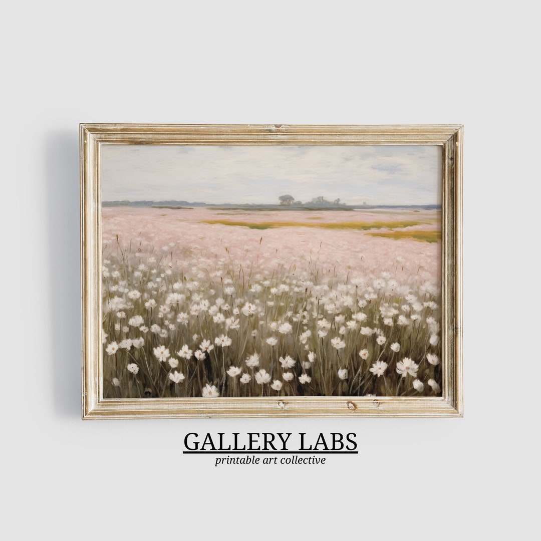 Pink Spring Meadow Painting PRINTABLE Girly Apartment Decor ...