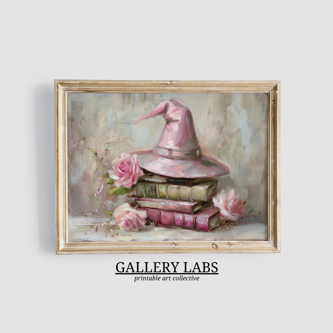 Witch Art • Pink Halloween Wall Art • Printable Halloween Decor ...