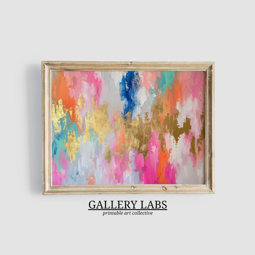 Abstract Pink Gold Painting • Dorm Room Decor • Printable College Wall ...