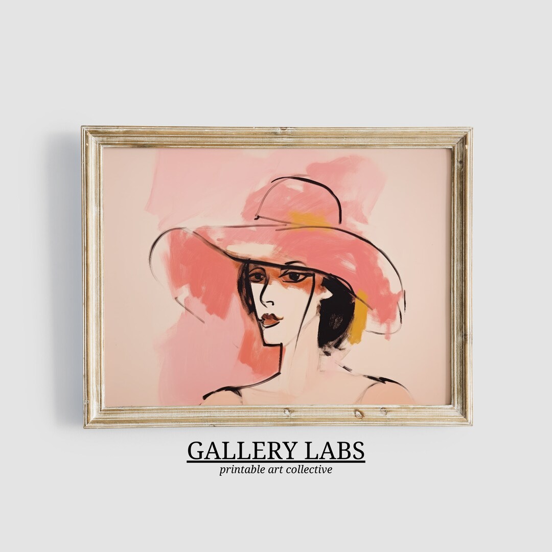 Abstract Woman Portrait Painting DOWNLOADABLE Pink Dorm Decor PRINTABLE ...