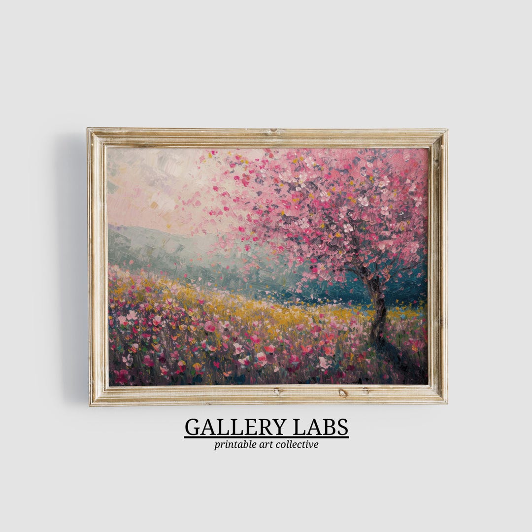 Pink Wildflower Painting • PRINTABLE Botanical Artwork • Farmhouse Wall ...