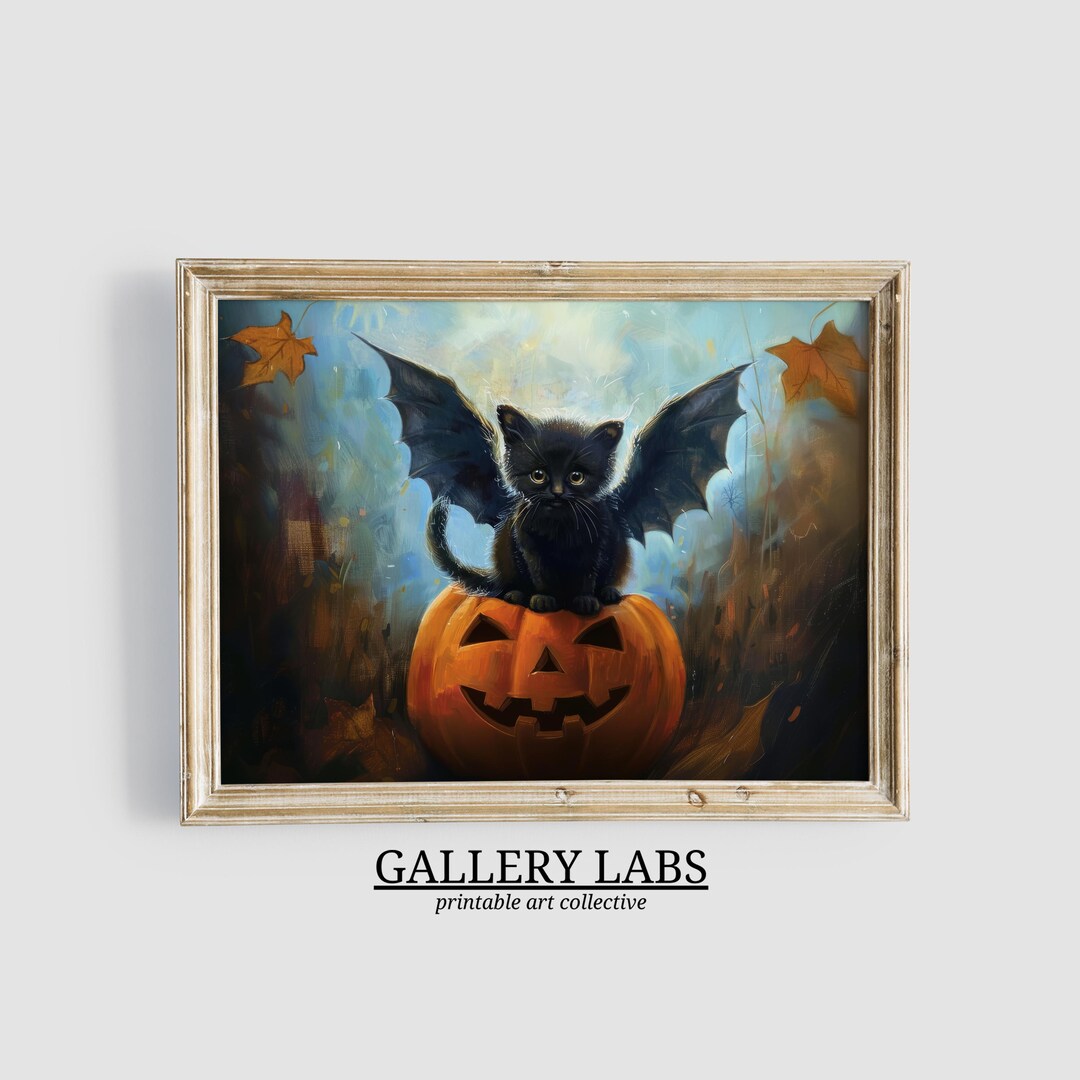 Printable Halloween Decor • Black Cat Print • Halloween Wall Art • Dark ...