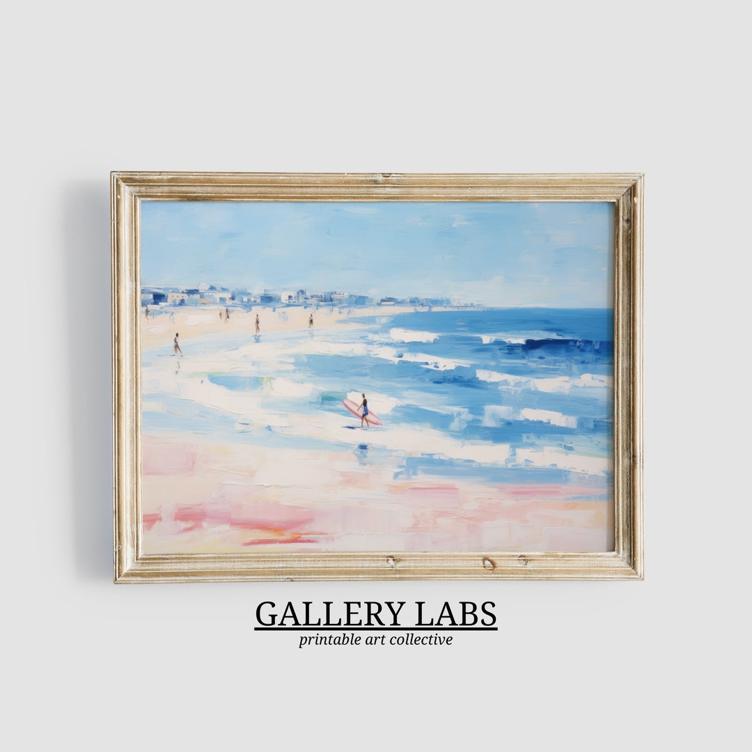 Abstract Surfing Coastal Painting PRINTABLE Wall Art Vintage Beach ...