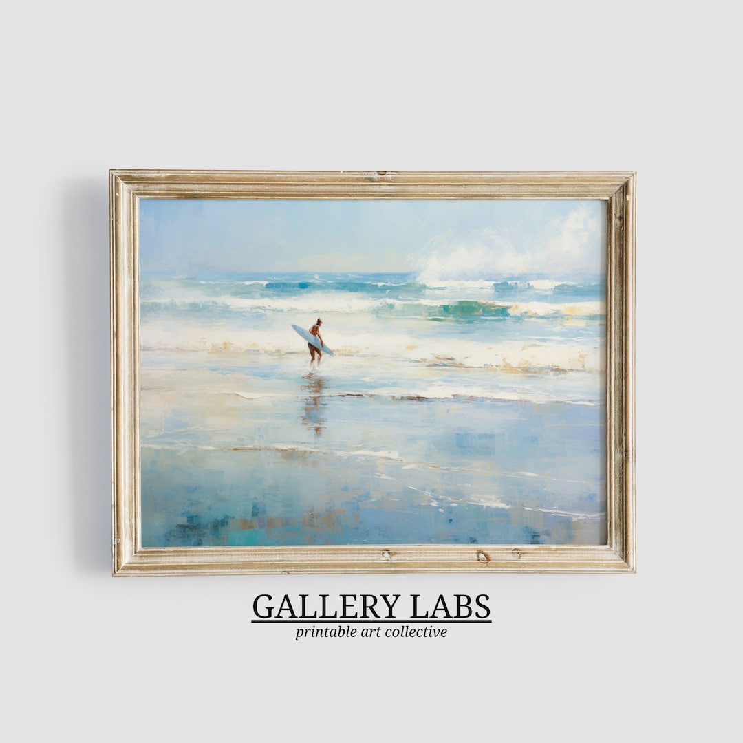 Abstract Surfing Coastal Painting Printable Wall Art Vintage - Etsy