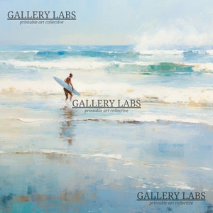 Abstract Surfing Coastal Painting PRINTABLE Wall Art Vintage Ocean ...