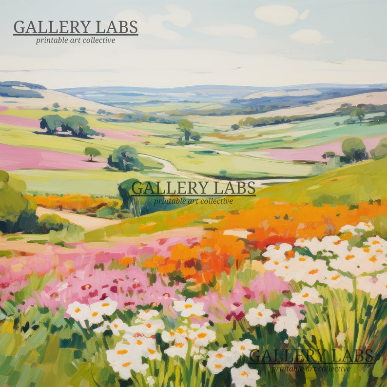 Wildflower Field Painting • Countryside Printable Wall Art (digital ...