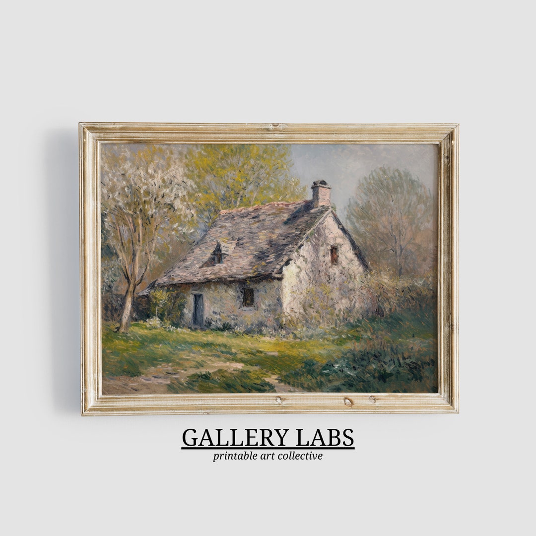 Muted Cottage Painting • PRINTABLE Cottagecore Artwork • Farmhouse Wall ...