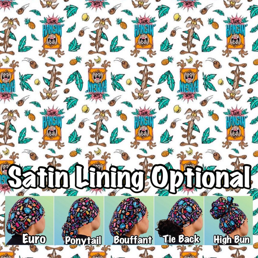 Cartoon. Scrub Cap, Ponytail, Euro, High Bun, Bouffant, Men’s Surgical ...