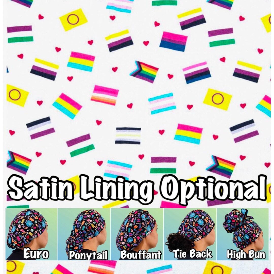 LGBTQ Pride Scrub Cap, Ponytail, Euro, High Bun, Bouffant, Mens ...
