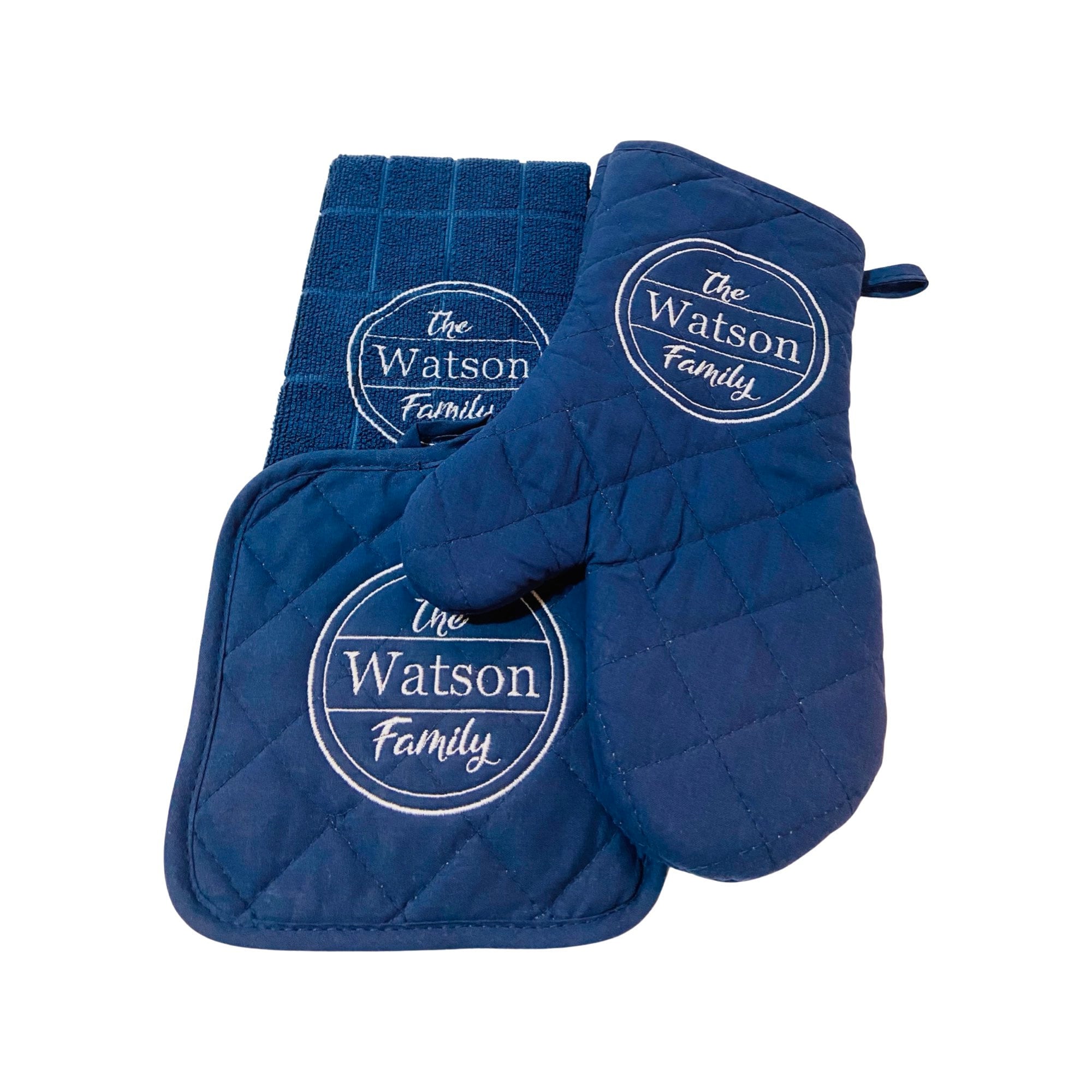 Personalized Kitchen Set Oven Mitt Pot Holder Kitchen Towel - Etsy