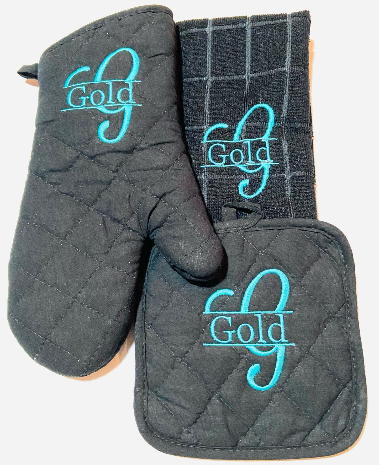 Personalized Kitchen Set Oven Mitt Pot Holder Kitchen Towel | Etsy