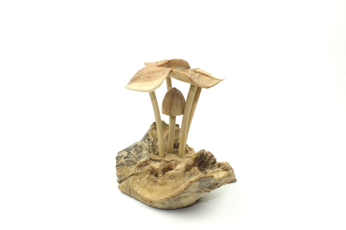 Wooden Mushroom , Carved Wooden Mushroom, Hand Carved, Wood Carving ...