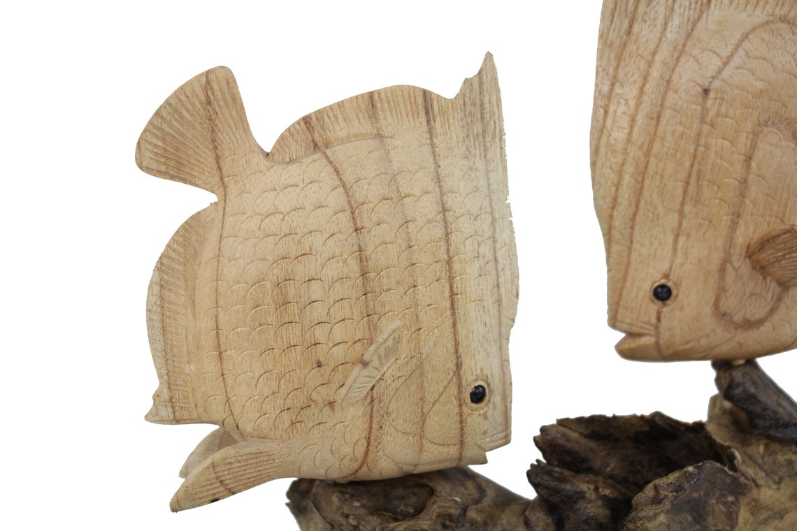 Wooden Fish Figurine, Hand Carved Wood Fish, Handmade Fish Sculpture ...