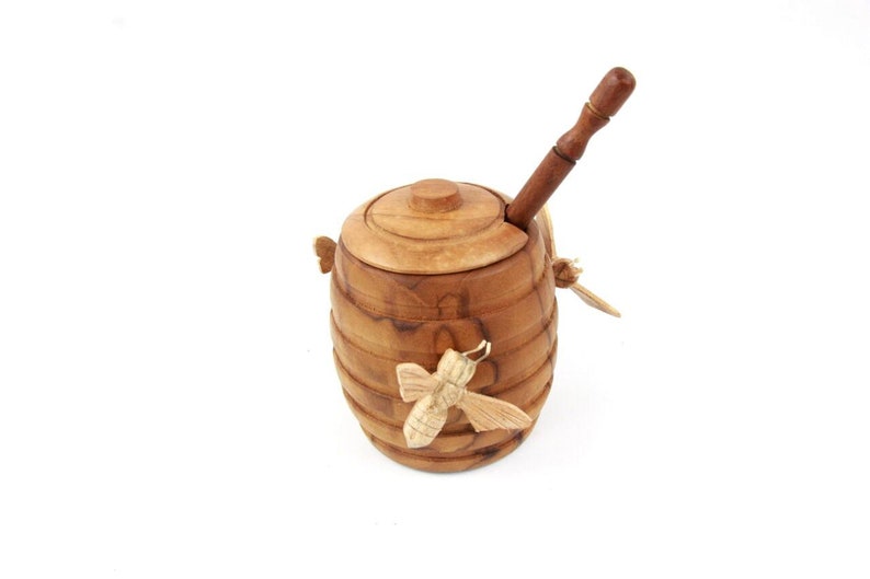 Wooden Honey Pot With Bees Honey Jar Rustic Unique Gift - Etsy