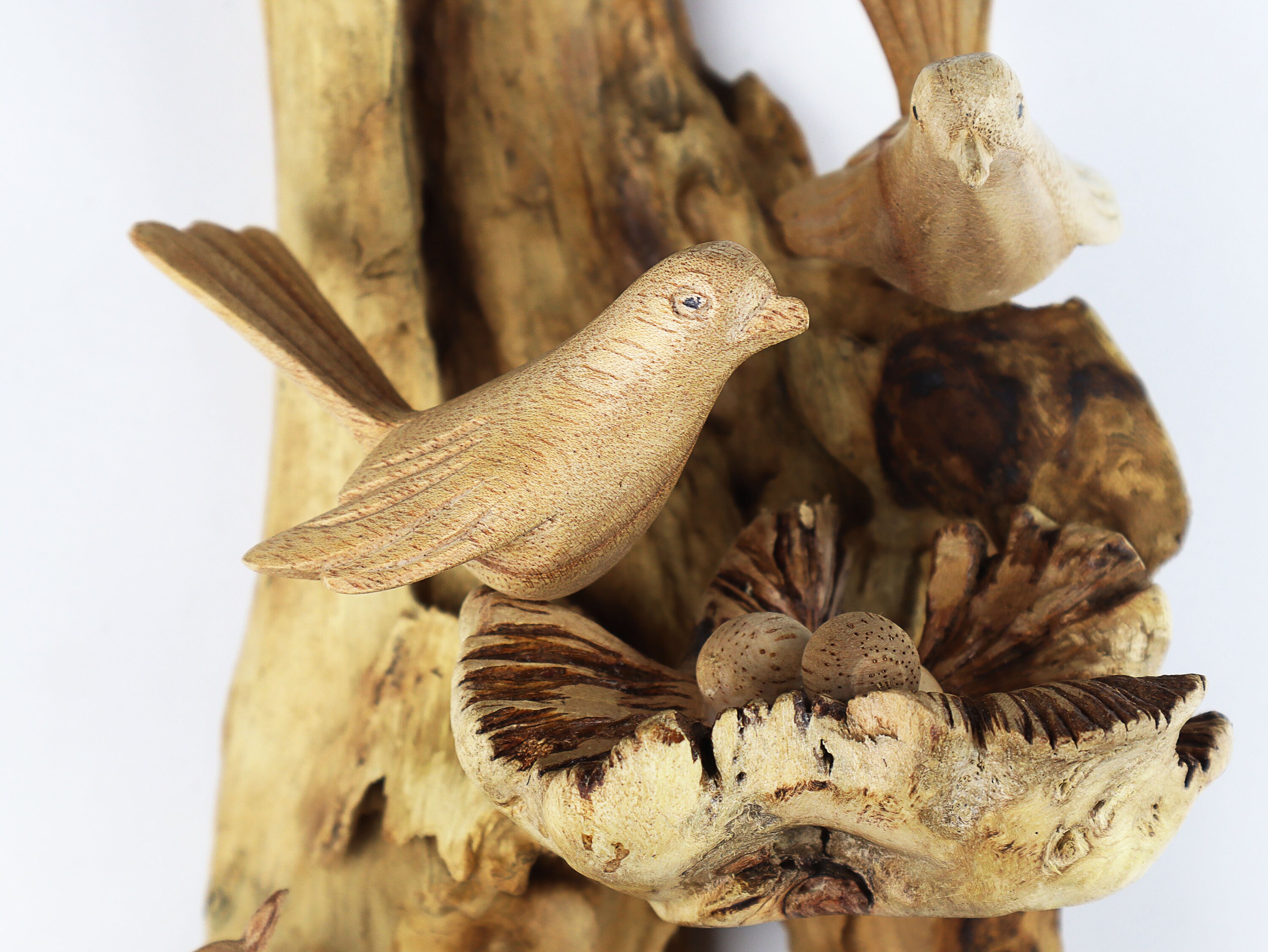 Wooden Canary Bird Family With Eggs Wall Art | Rustic Driftwood Decor ...