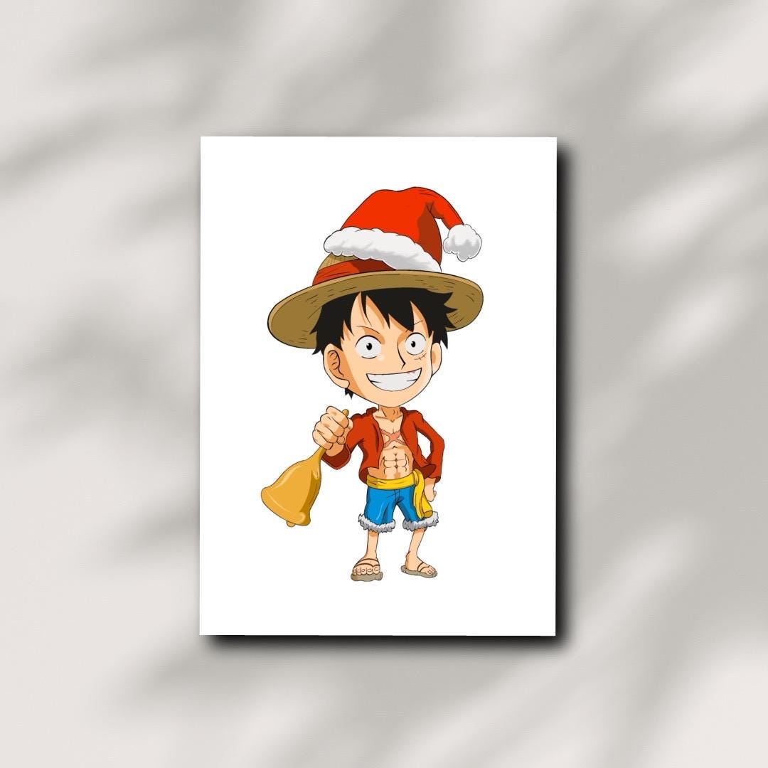 One Piece Luffy Christmas Card: Printable Anime Holiday Card (digital ...