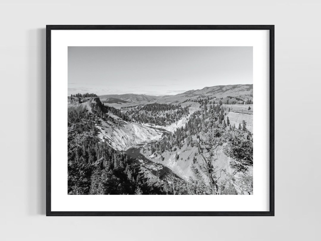 Yellowstone Black and White Print Wyoming Art, Landscape Photography ...