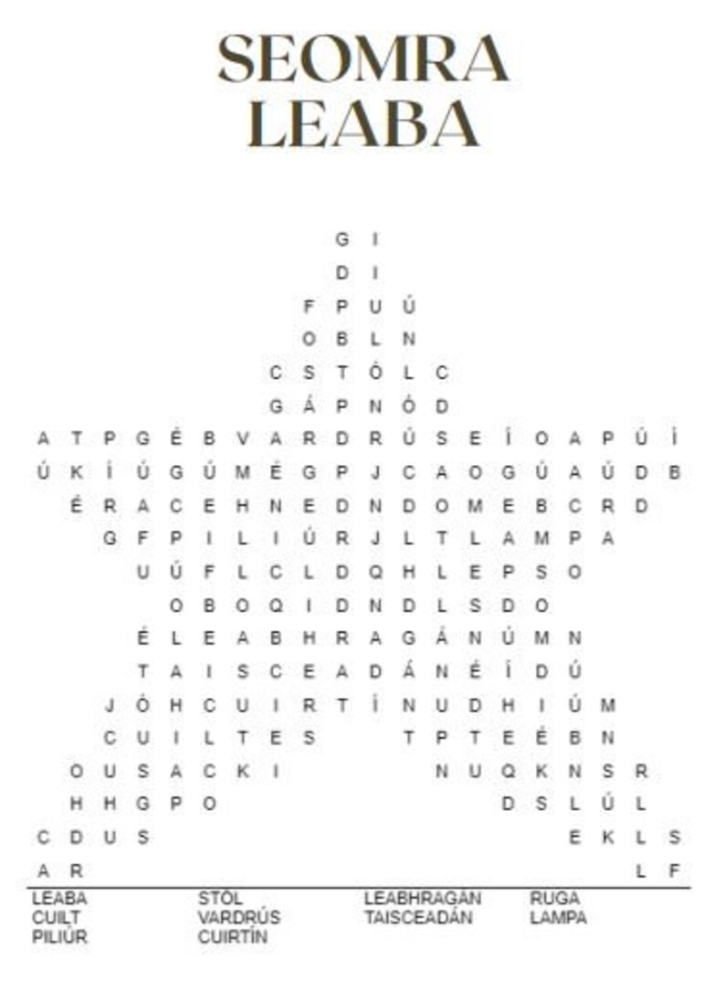 Cuardach Focal - Irish Wordsearch - Etsy