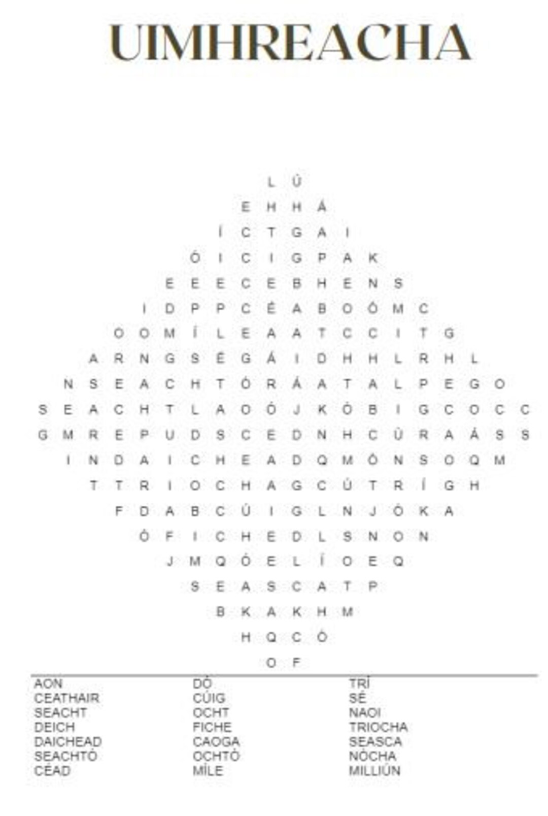 Cuardach Focal - Irish Wordsearch - Etsy
