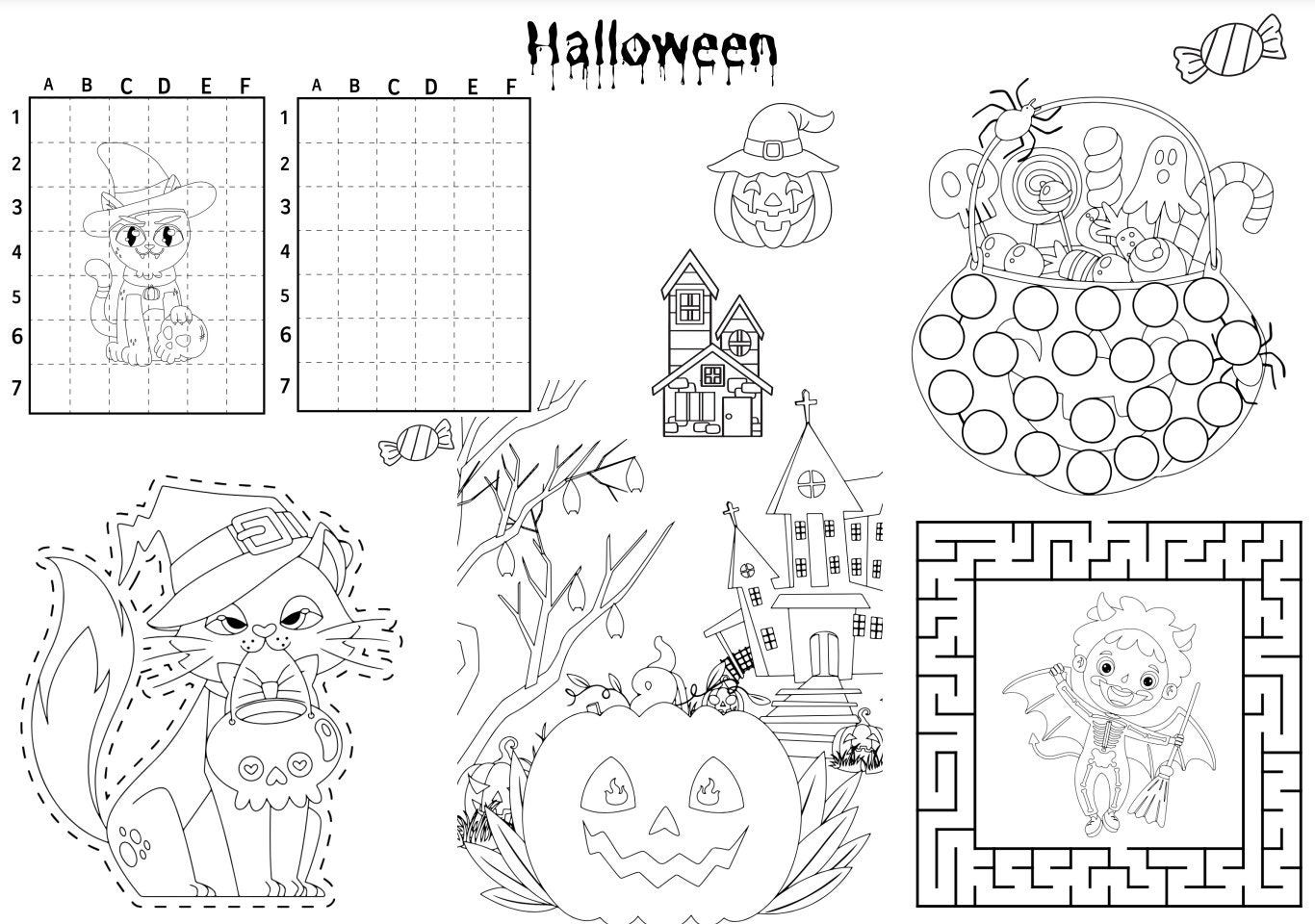 Halloween Activity Sheet A3 - Etsy