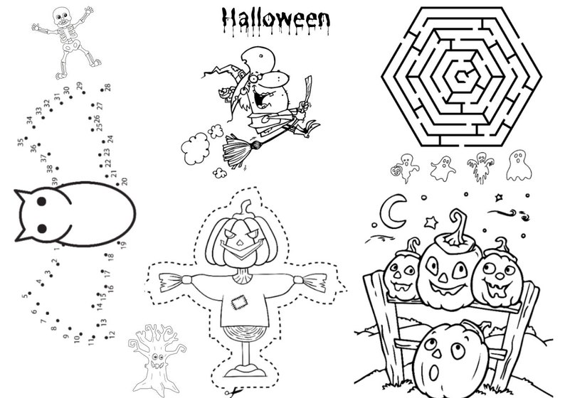 Halloween Activity Sheet A3 - Etsy