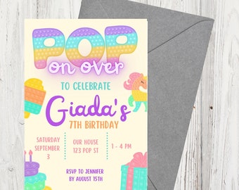 Editable Pop It Birthday Invitation Template | Instant Download Party ...
