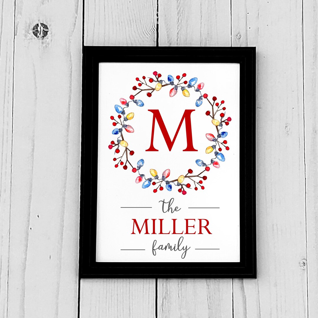 Custom Family Monogram, Personalized Print, Home Decor, Seasonal Decor ...