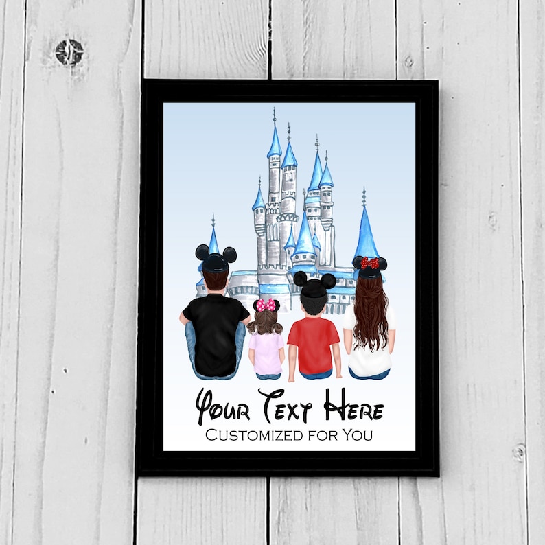 Custom Disney Inspired Portrait, Personalized Print for Family, Friends ...