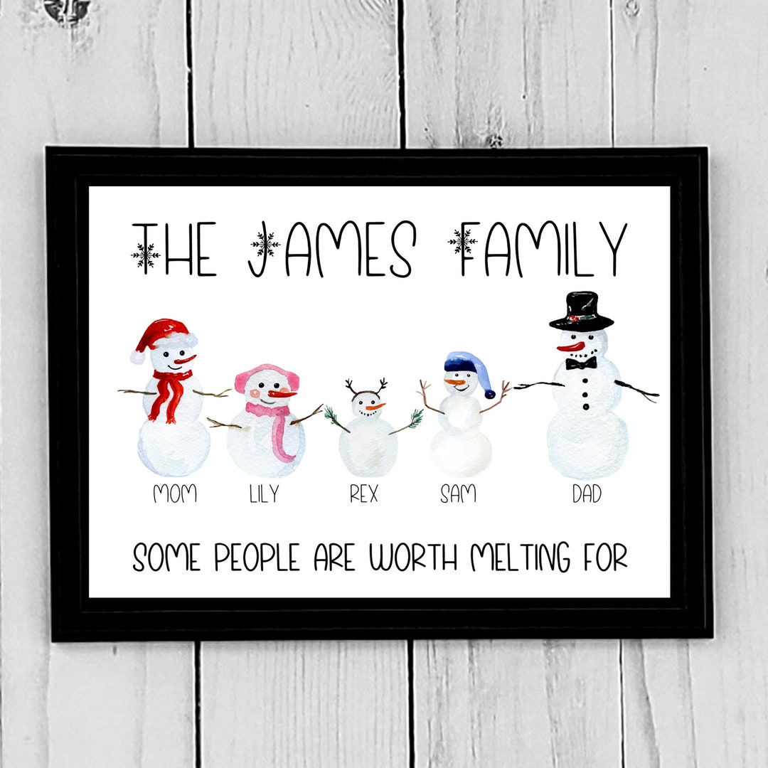 Custom Family Print, Snowmen Family, Personalized Print, Home Decor ...