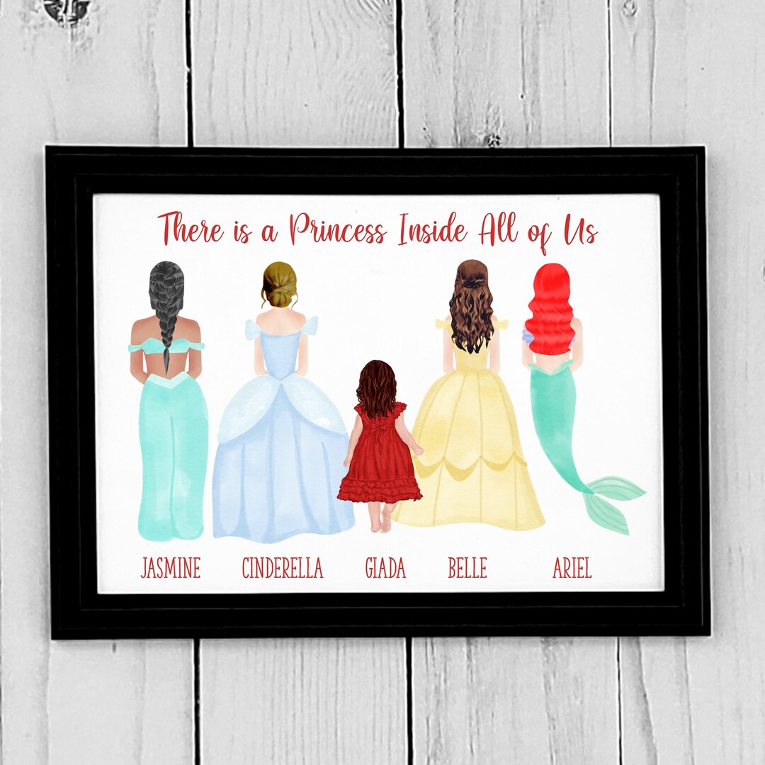 Disney Princess Print // Disney Art // Disney Custom Portrait // Disney ...
