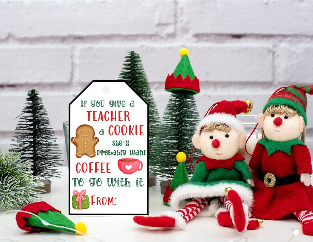 Printable Christmas Teacher Gift Tags, Holiday Present Label, Coffee ...