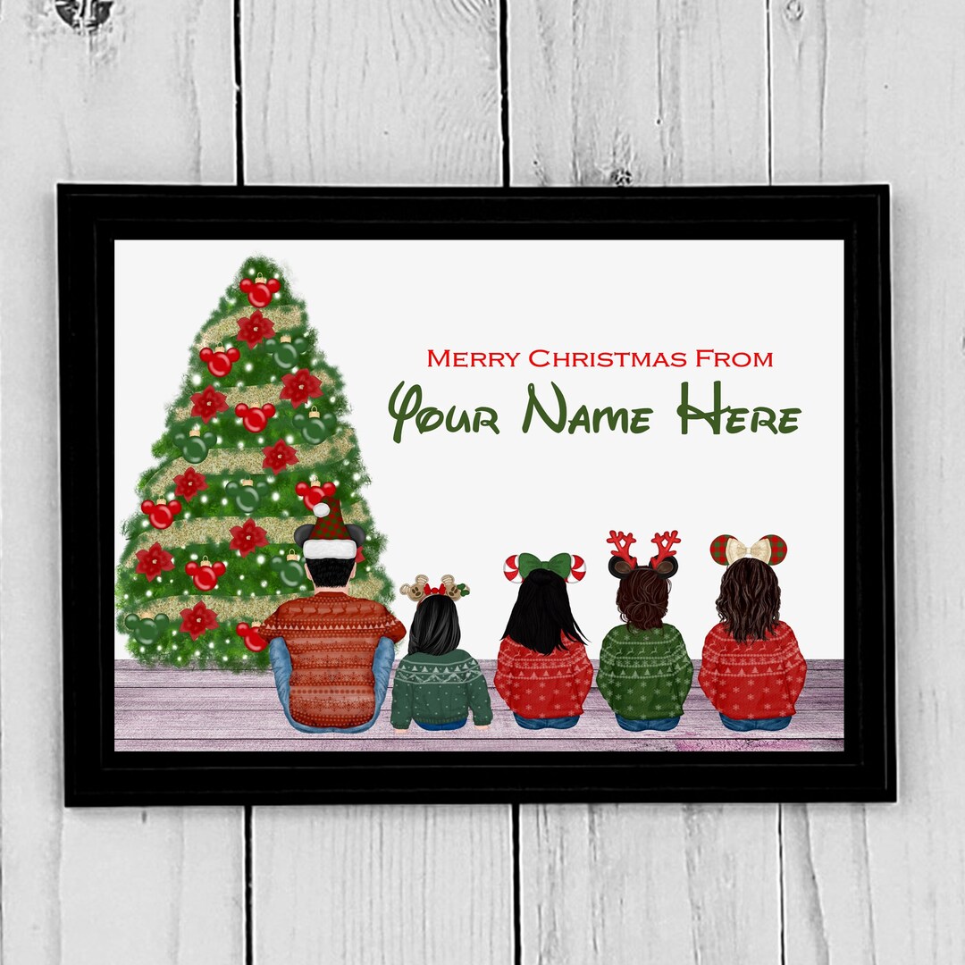 Custom Disney Inspired Portrait, Personalized Print for Family, Friends ...