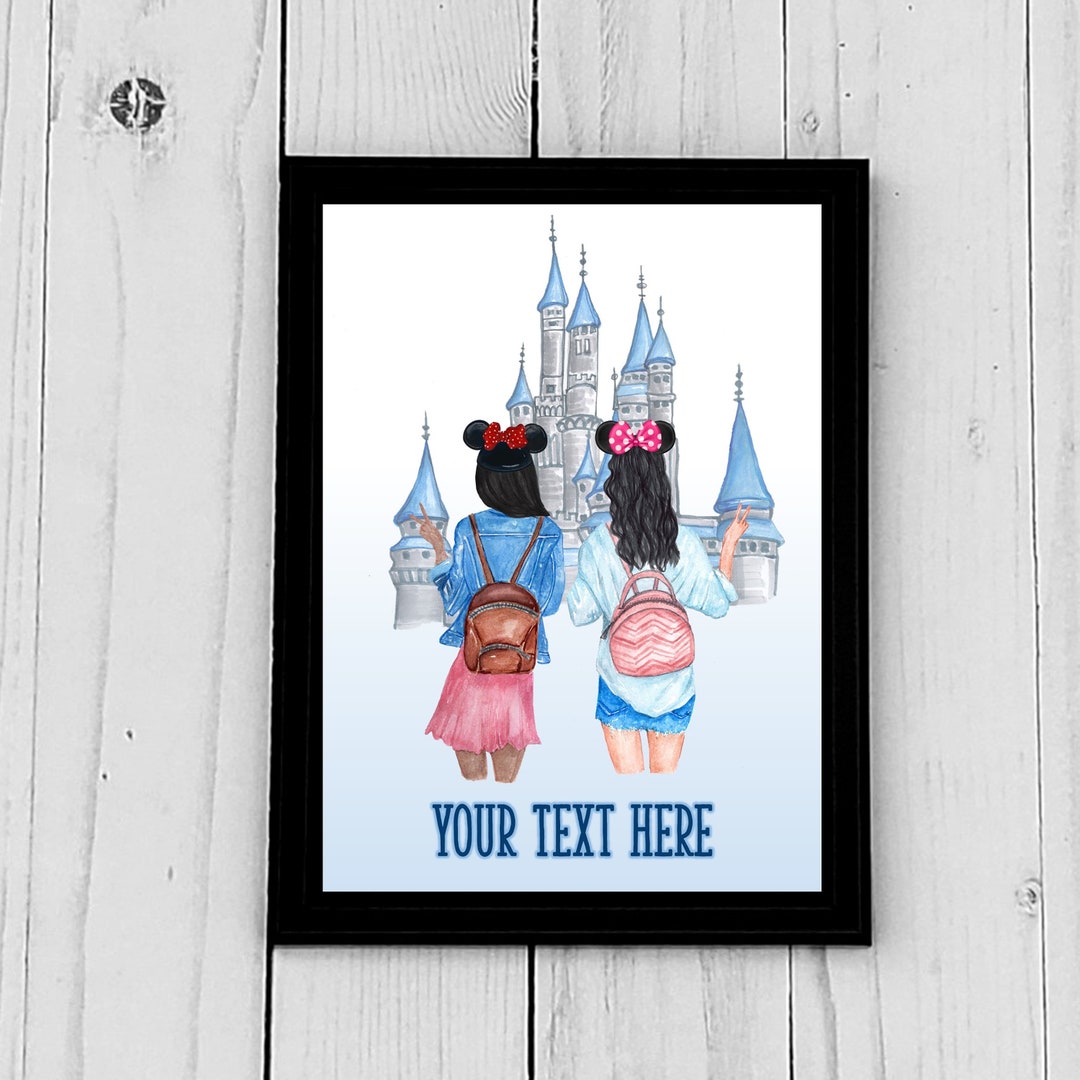 Custom Disney Inspired Portrait, Personalized Print for Friends ...