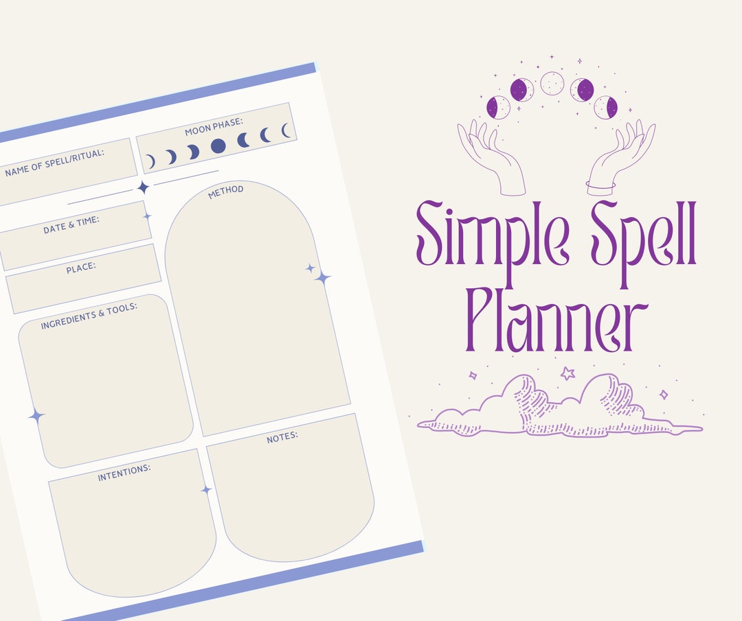 Simple Spell Planner | Clean Aesthetic | Witch | Grimoire Page - Etsy