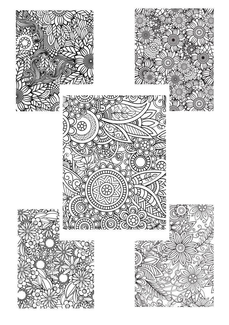10 Printable Colouring Pages Floral Flower Colouring Grown-up Colouring ...