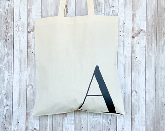 Initial Tote Bag-monogram Tote Bag-personalized Canvas Tote - Etsy