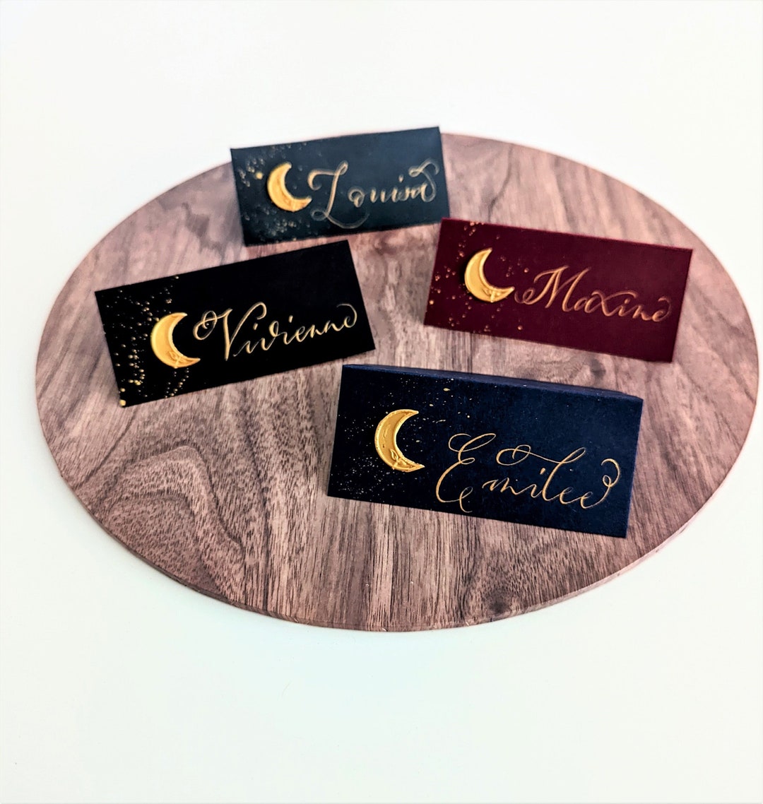 Celestial Moon Place Cards | Calligraphy Place Cards | Handwritten Name ...