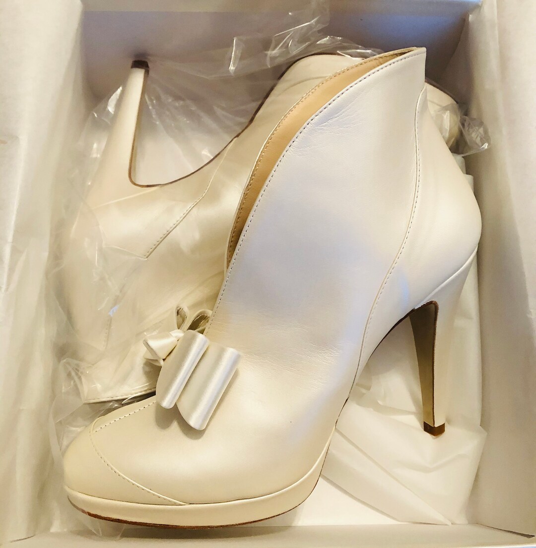 Last Pair! Luxury Ivory Wedding Booties - Genuine Leather, Made in ...