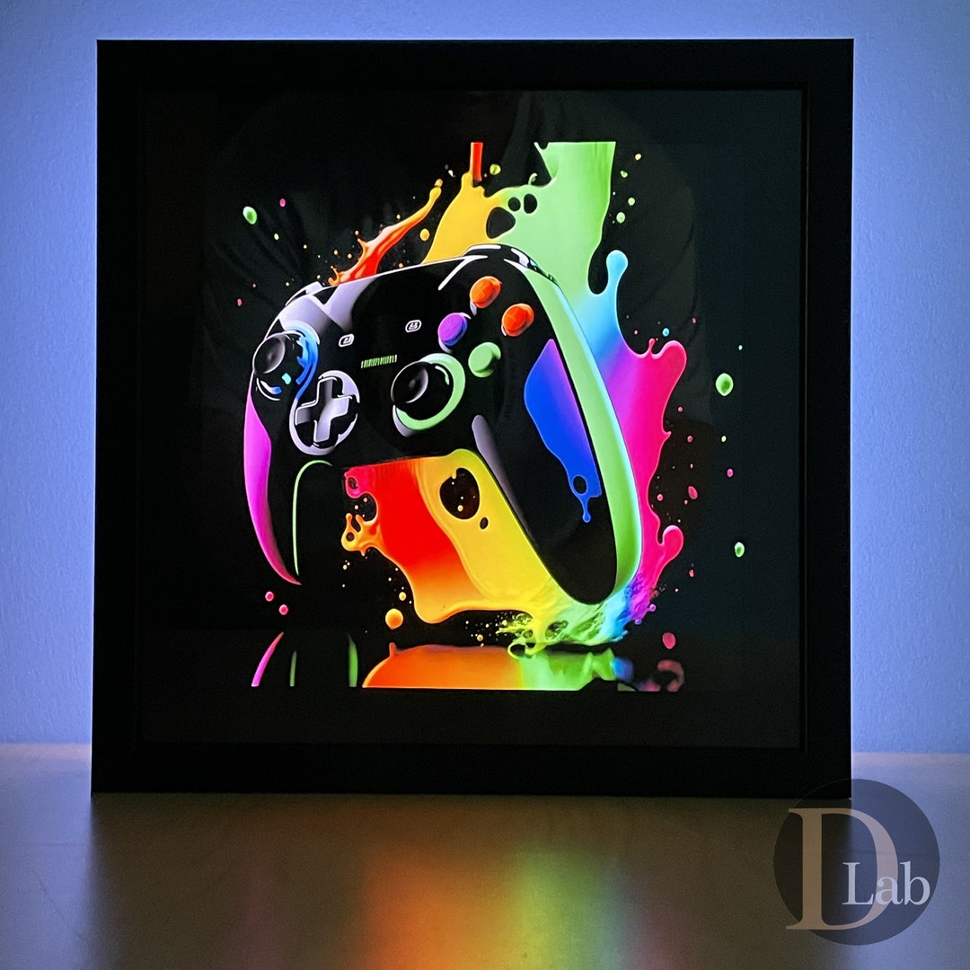 Lightbox Gamer Controller Poster, Controller LED Lightbox, Custom ...