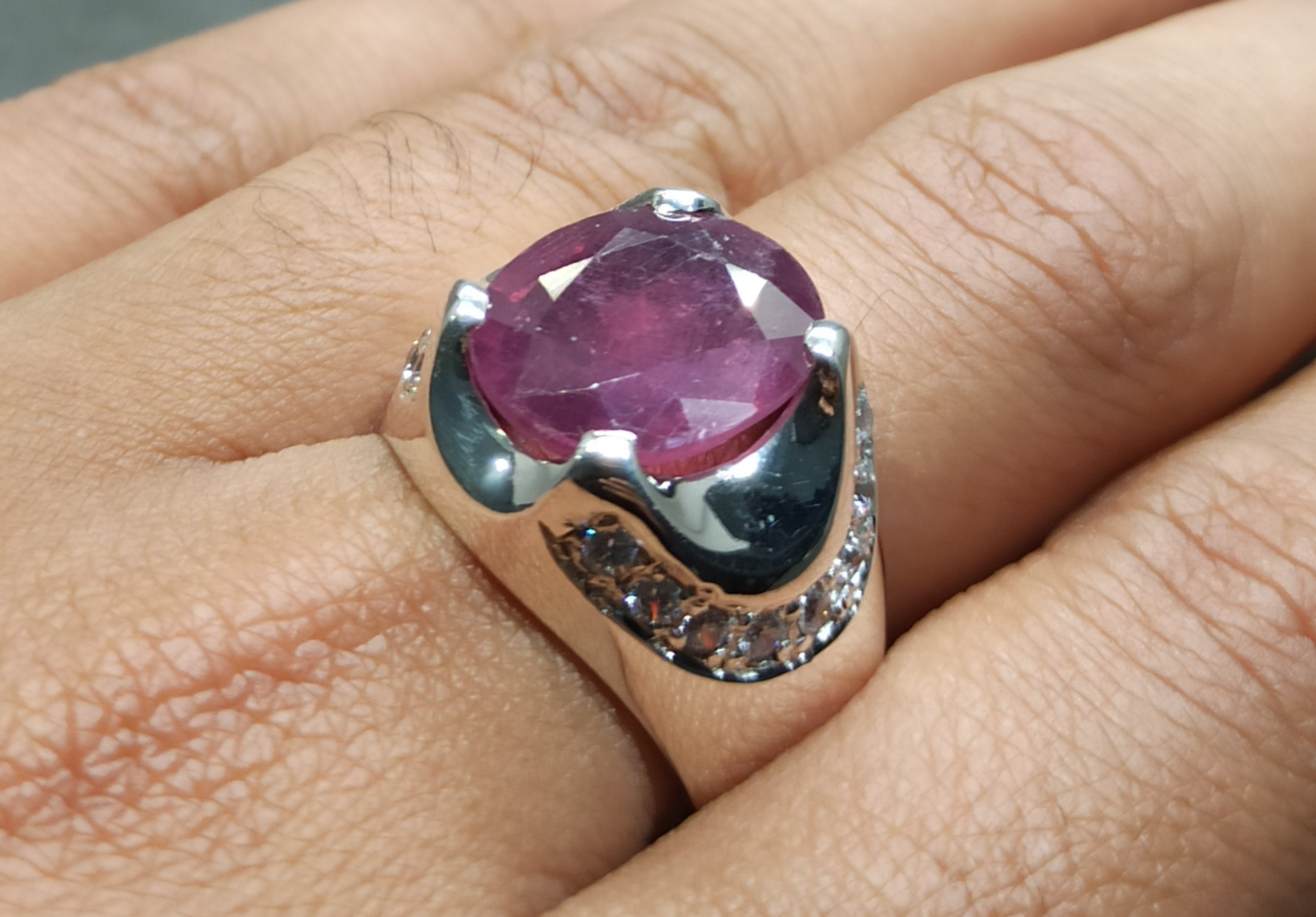 Natural 8.5 Carat Big Deep Red Ruby Mens Ring Sterling Silver - Etsy